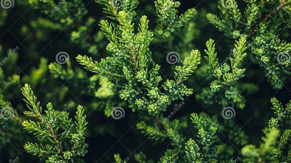 A Close-Up View of Evergreen Tree Branches Stock Illustration ...