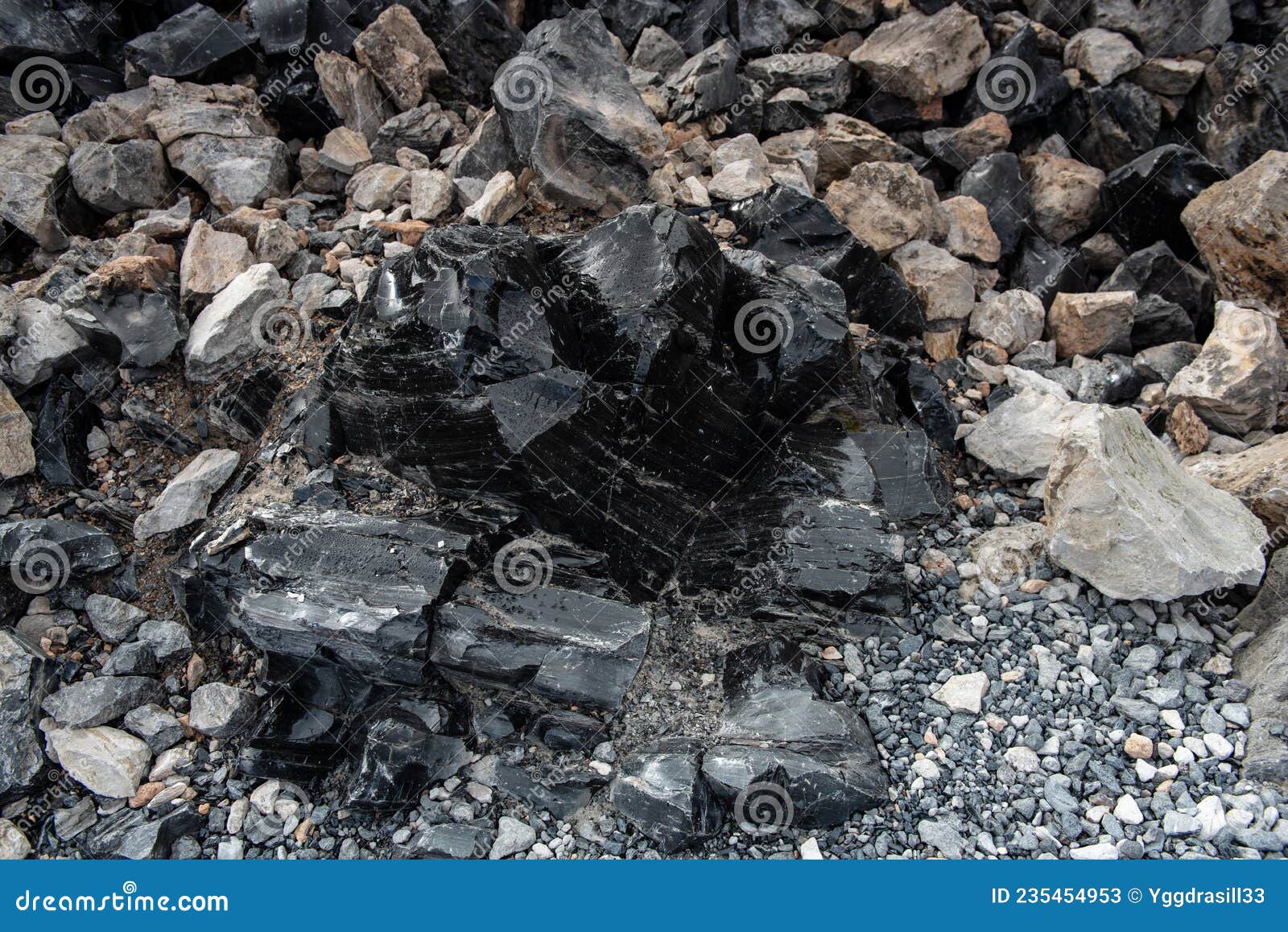 Close Up View of an Exploded Obsidian Rock Stock Image - Image of ...