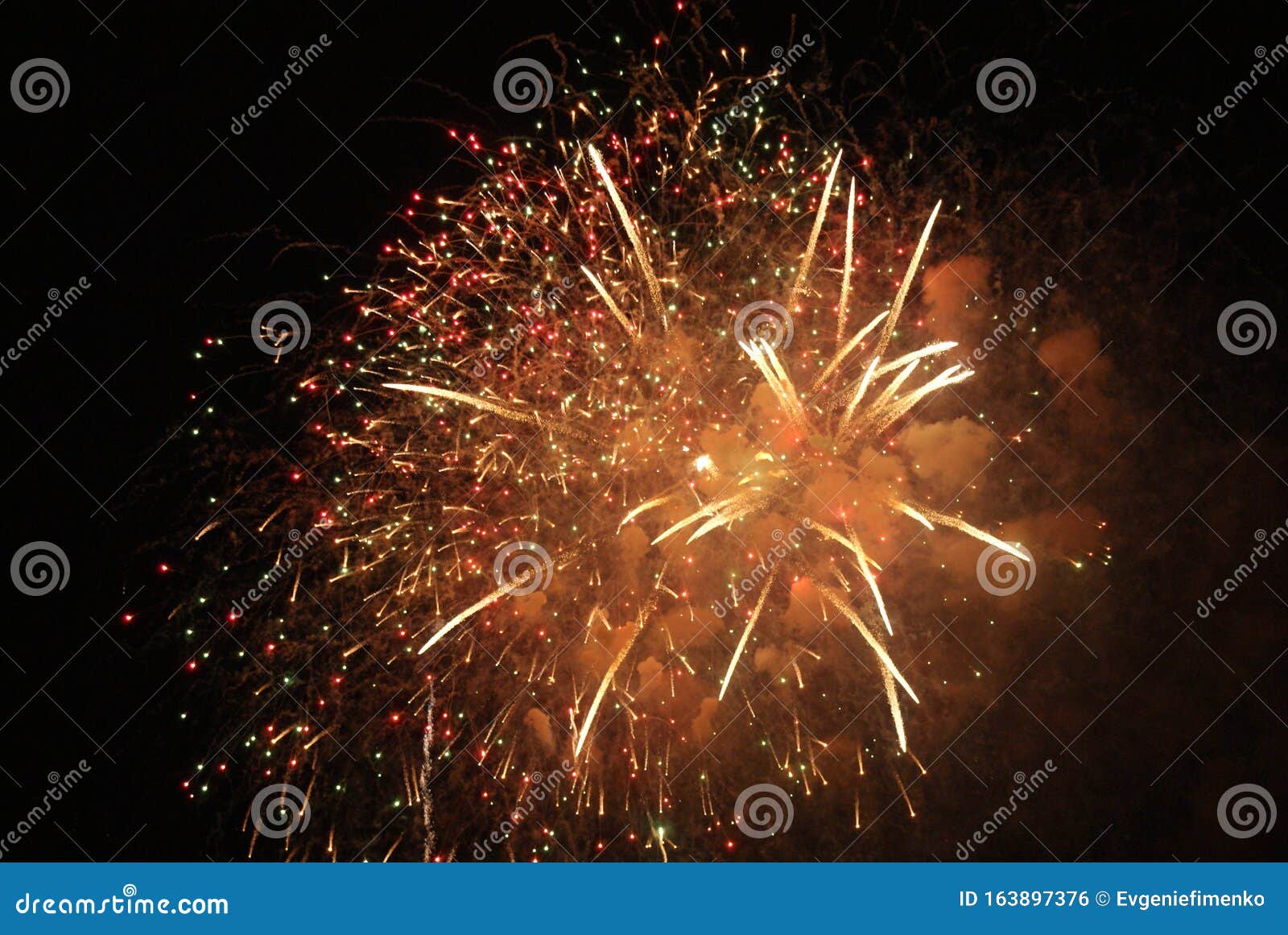 Firework Close Up View in the Dark Sky Stock Photo - Image of stars ...