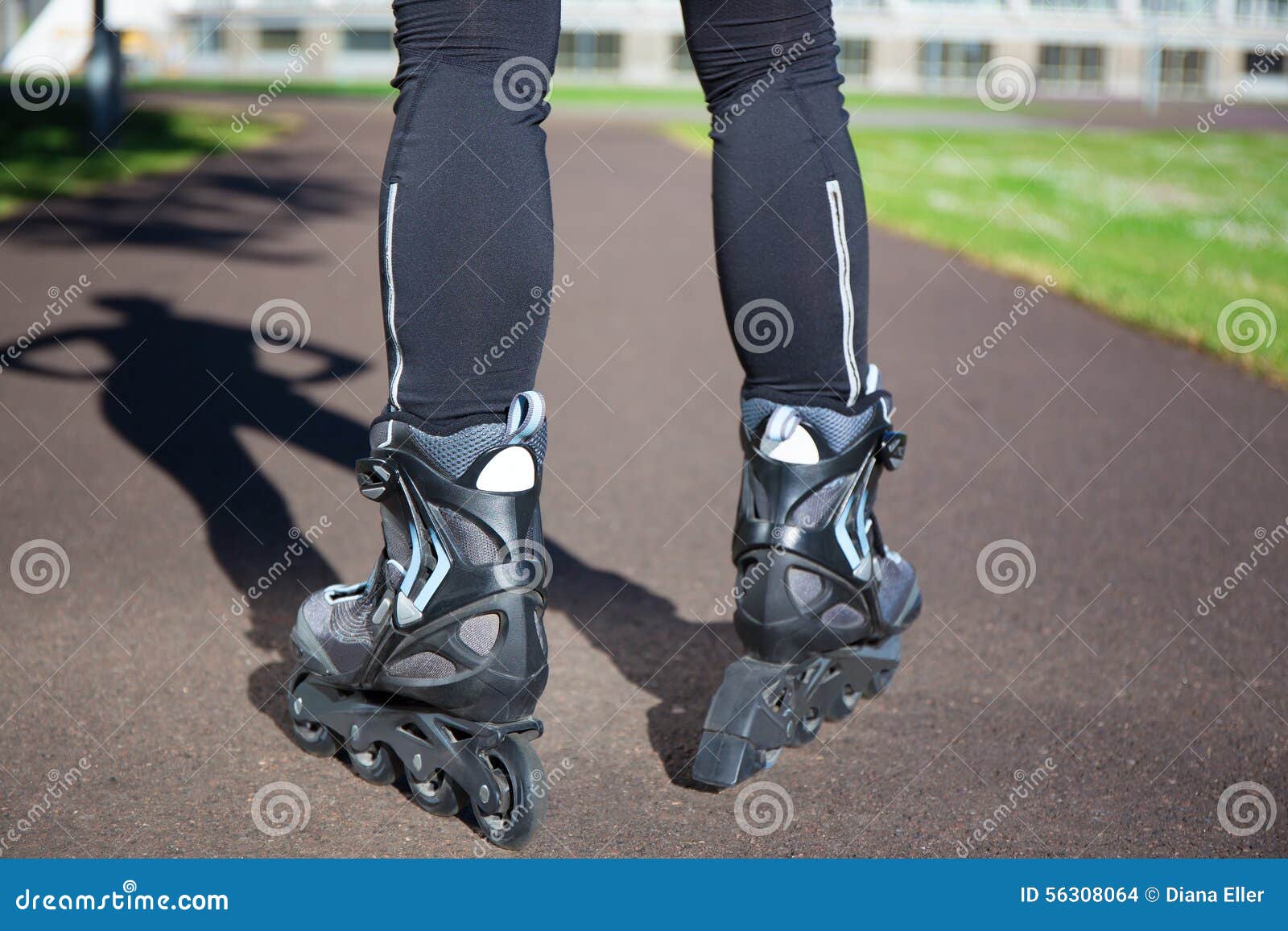 Close Up View of Female Legs in Roller Blades Stock Photo - Image of ...