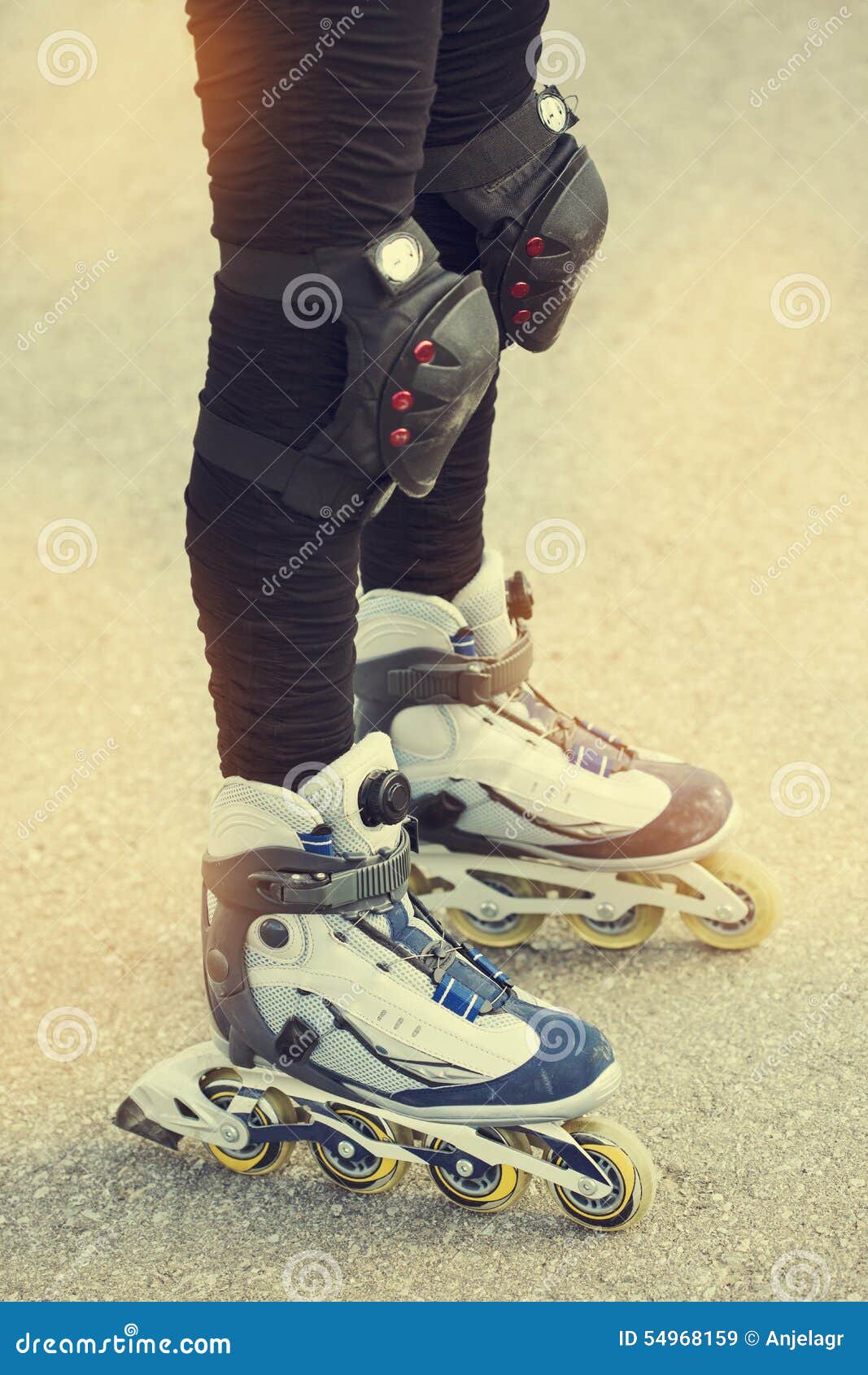 Close-up View of Female Legs in Roller Blades Stock Image - Image of ...
