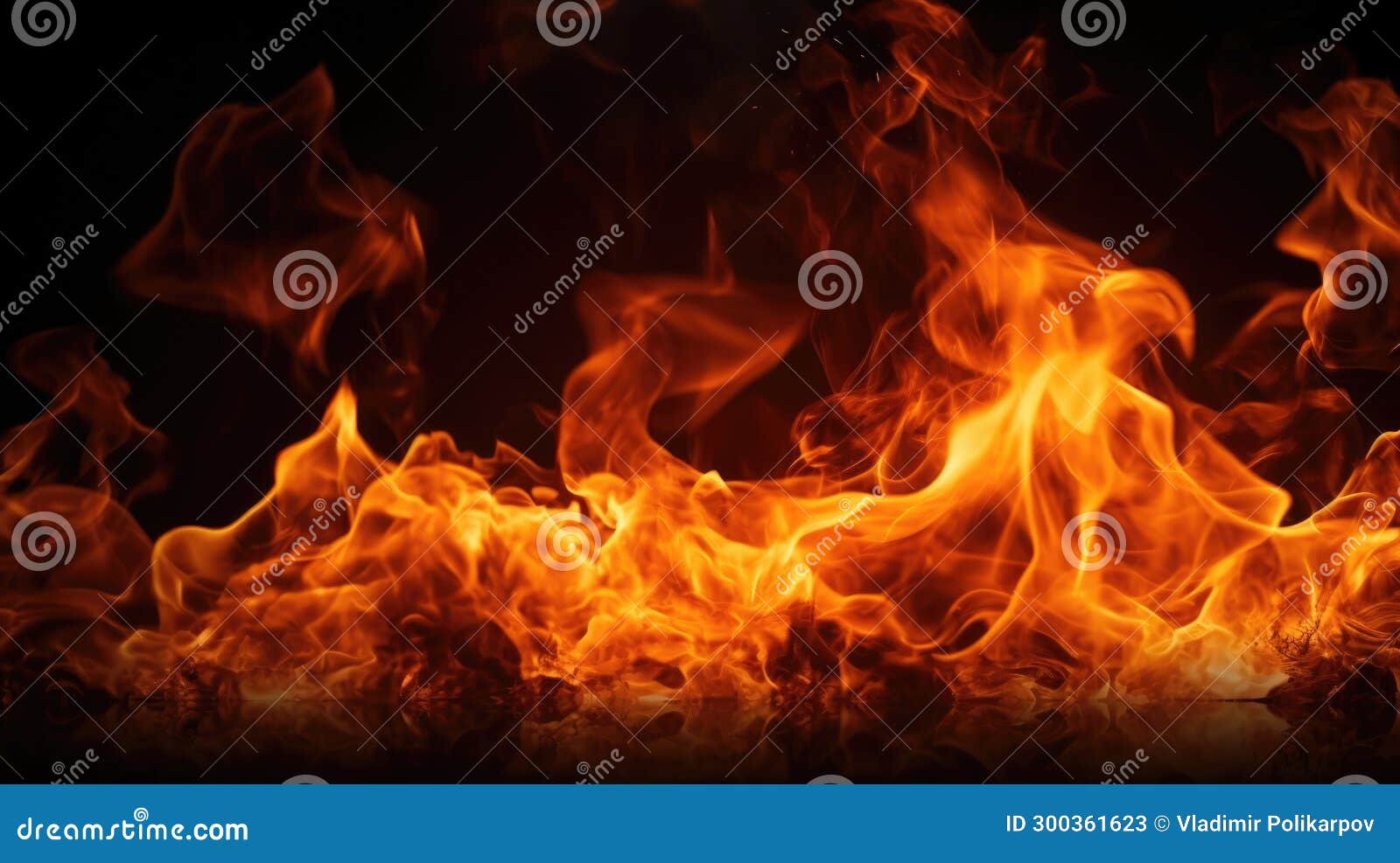 A Close-up View of a Fire Burning on a Black Background. Suitable for ...