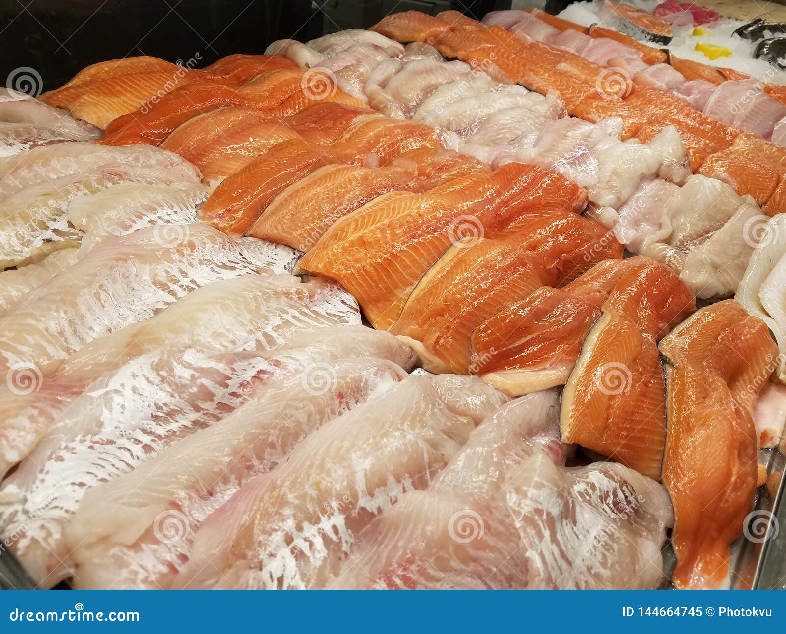 Fish counter stock image. Image of product, fresh, fishing - 144664745