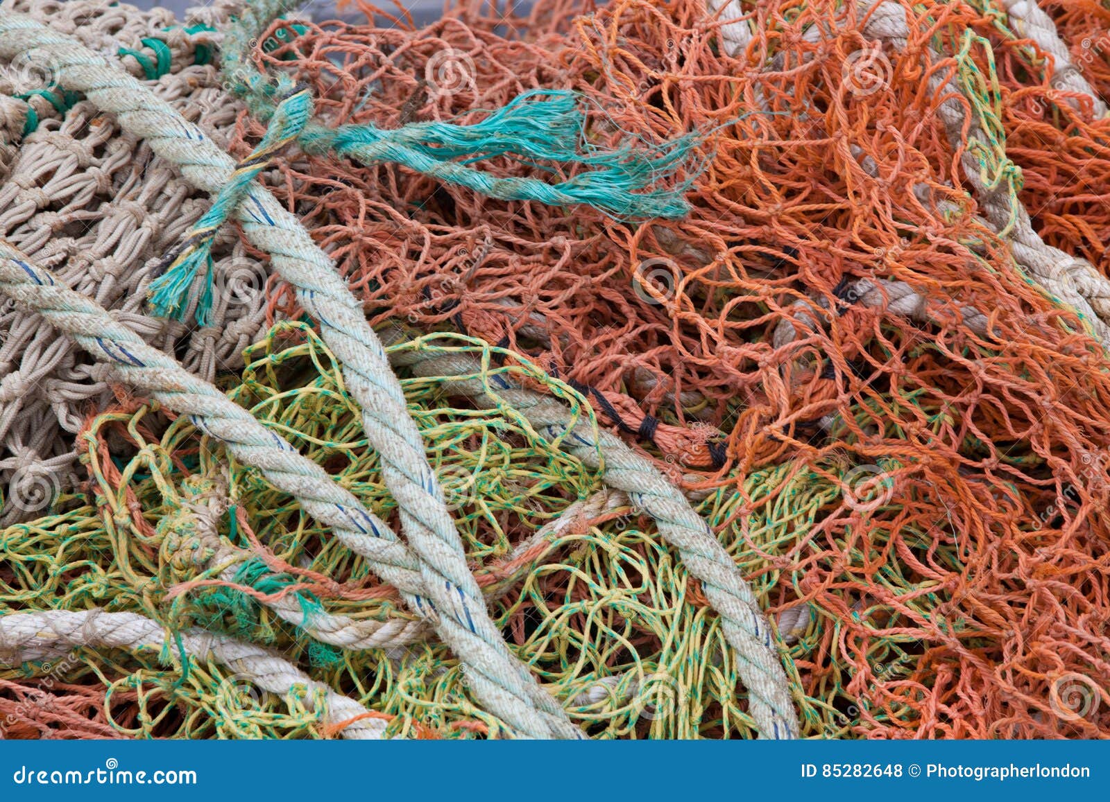 Close-up View of Fishing Rope and Nets Stock Photo - Image of confusion ...