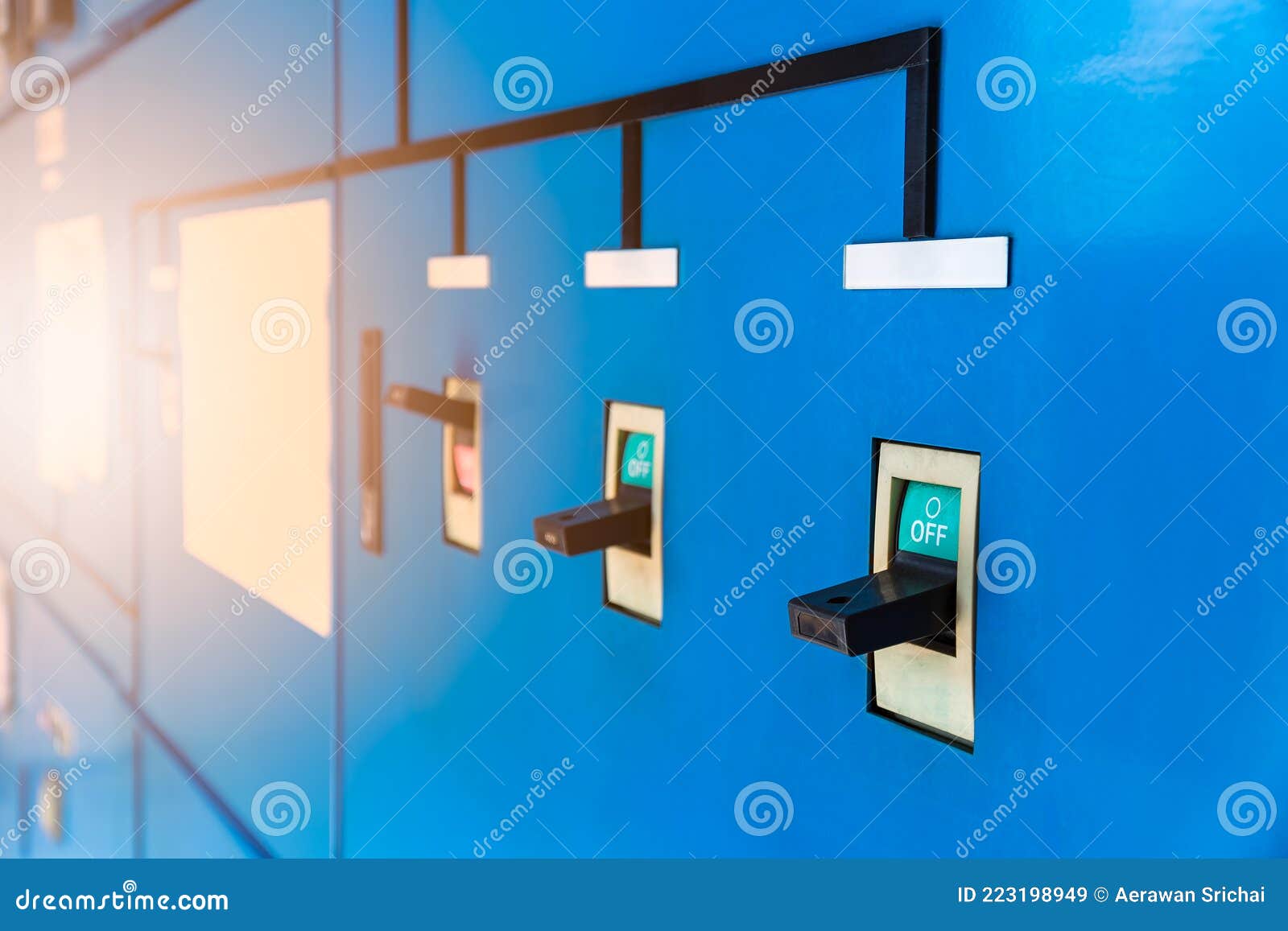 Lever Switch Panel for on-off Machines. Stock Image - Image of closeup ...