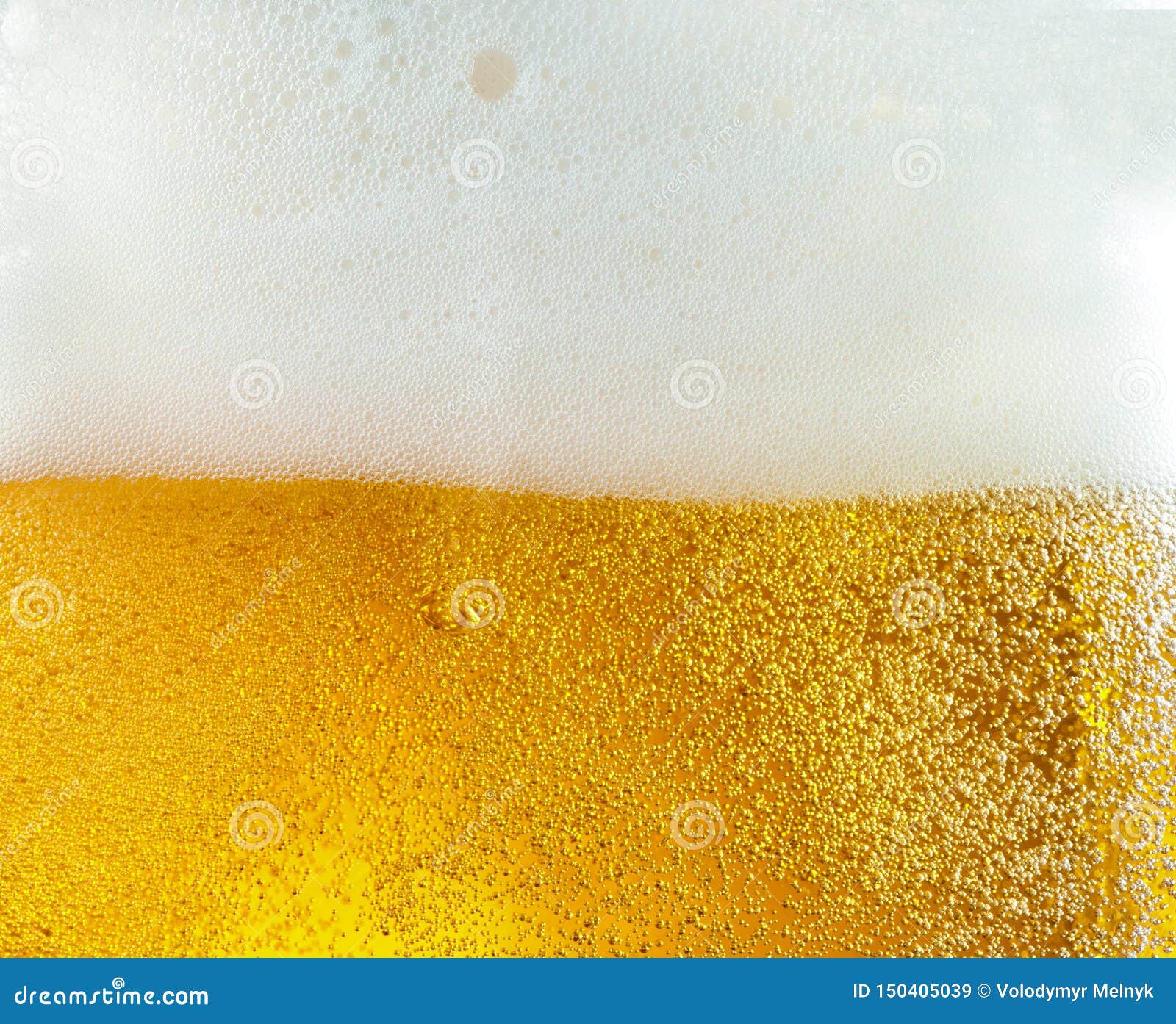 Close Up View of Floating Bubbles in Light Beer Texture Stock Image ...