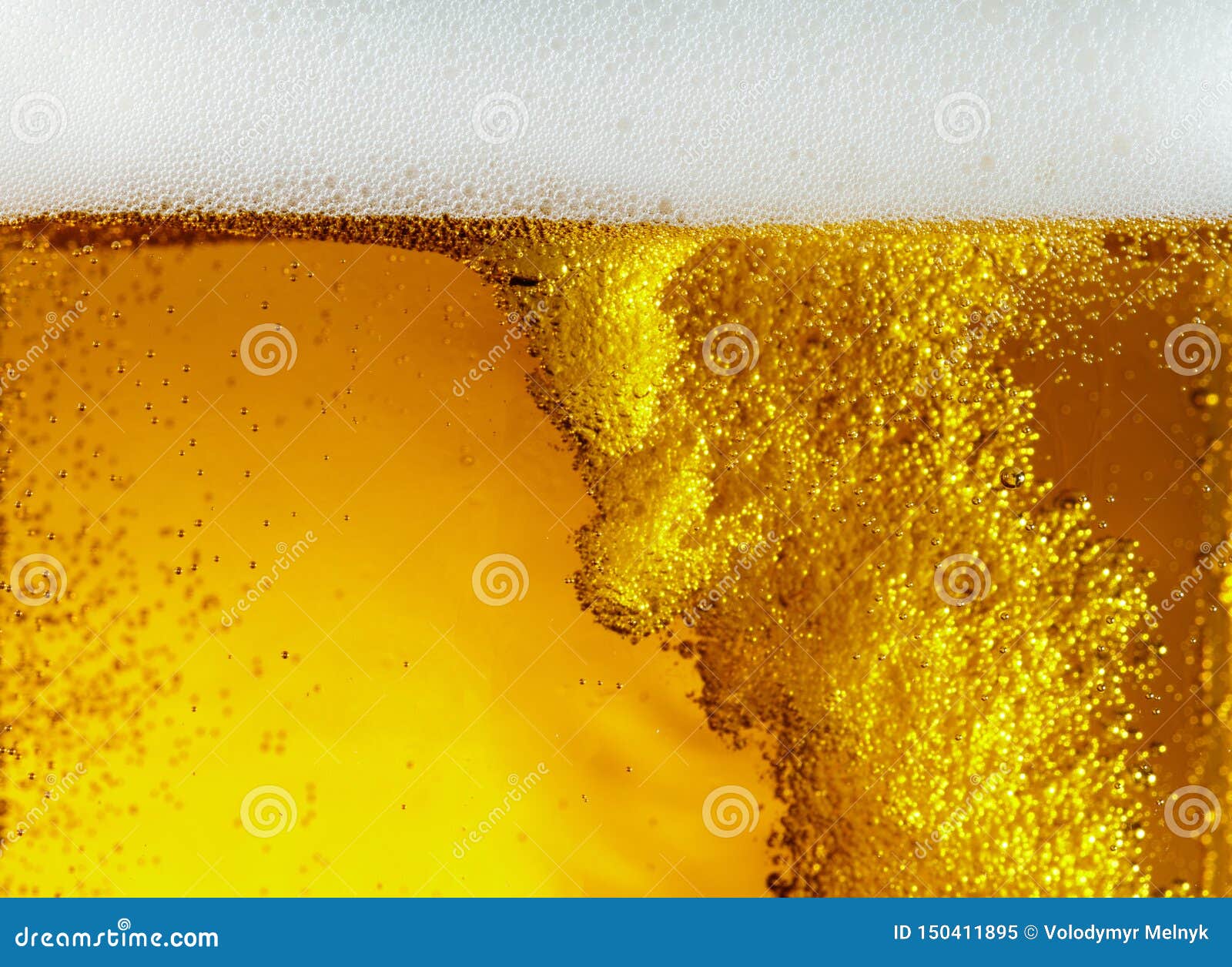 Close Up View of Floating Bubbles in Light Beer Texture Stock Image ...