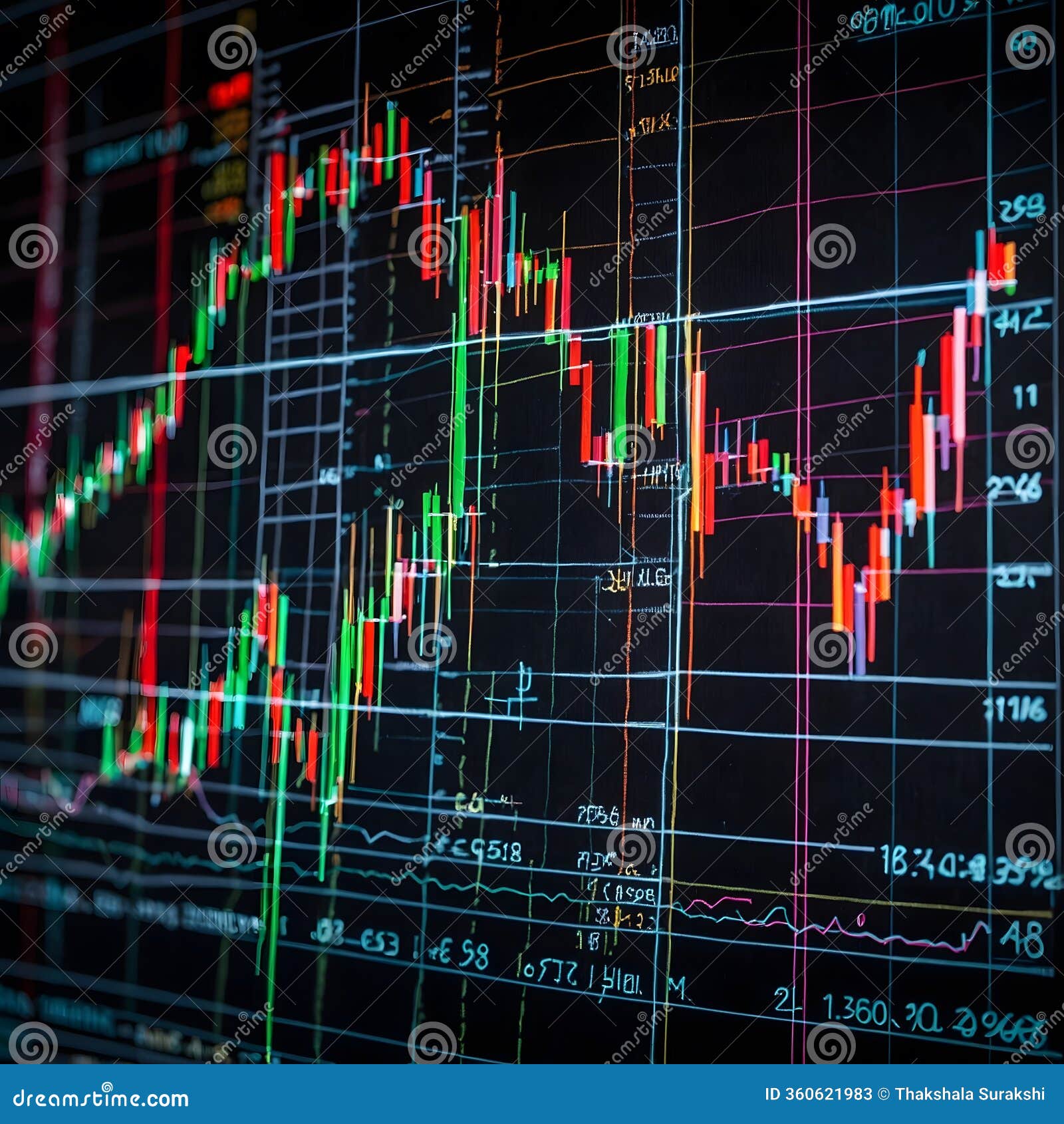 Close-up of Forex Trading Graphs with Candlestick Patterns and Trend ...