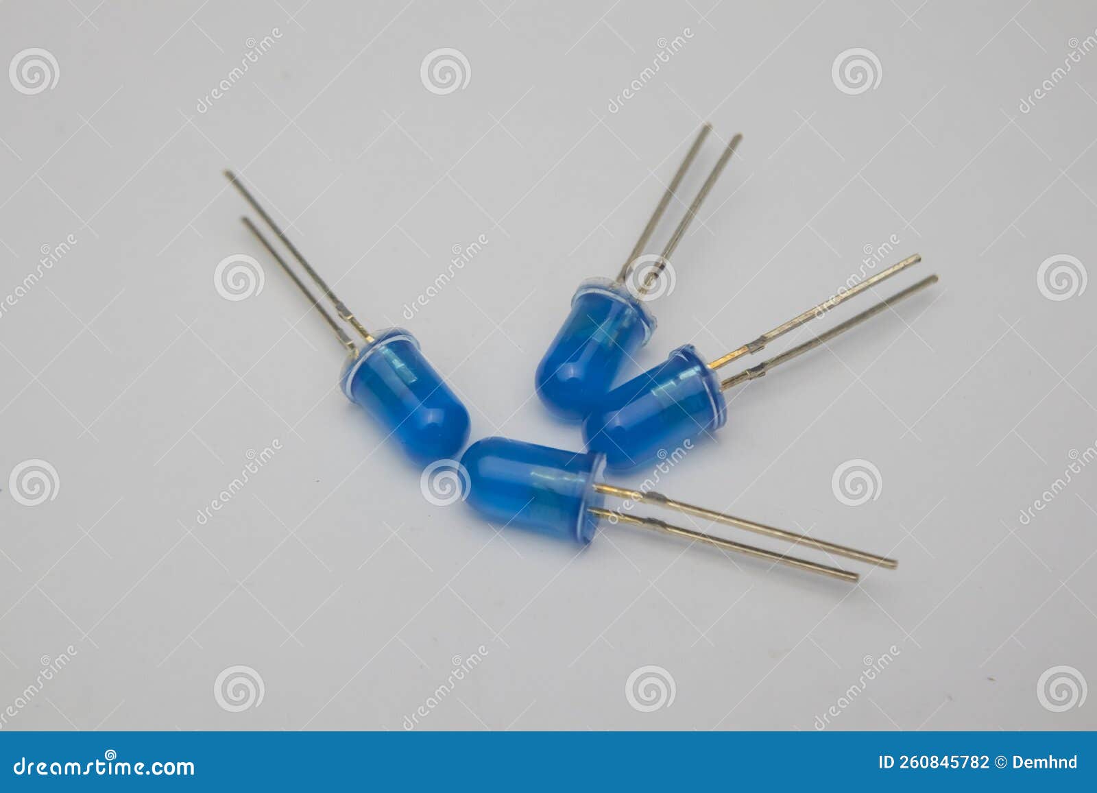 Close-up View of Four Blue LED (Light Emitting Diode) Components on a ...