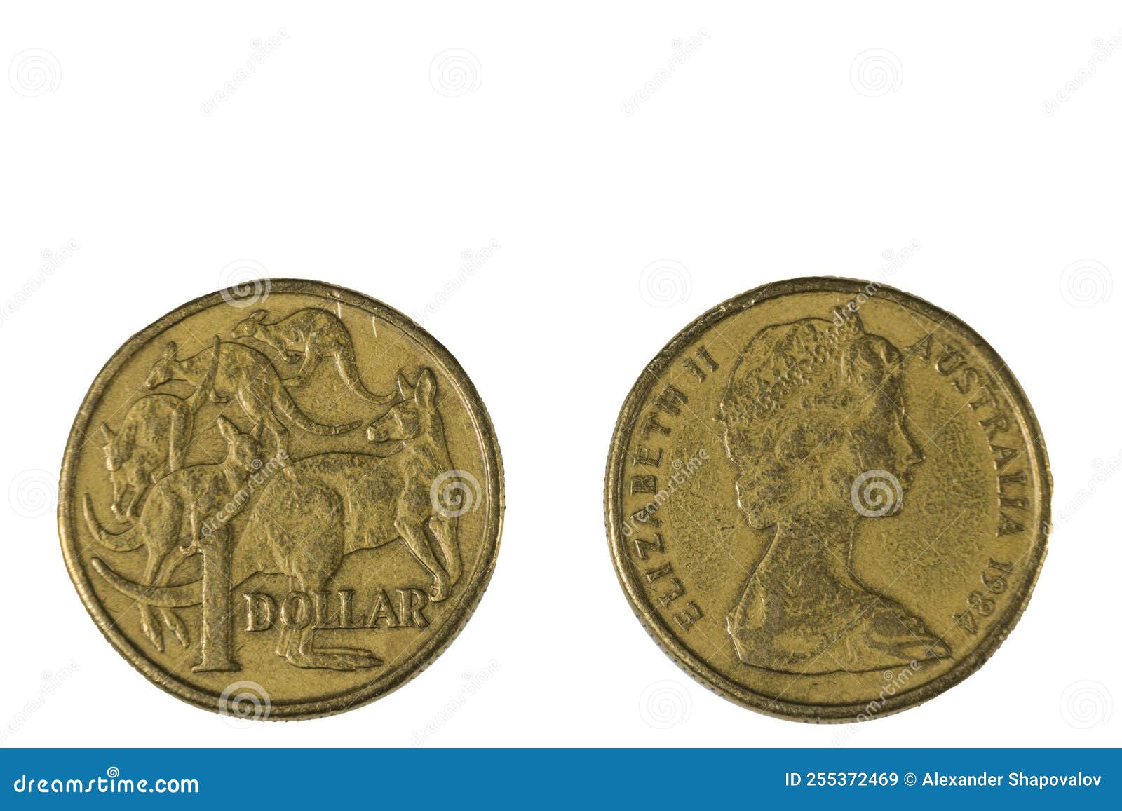 Close Up View of Front and Back Side of One Dollar Australian Coin ...