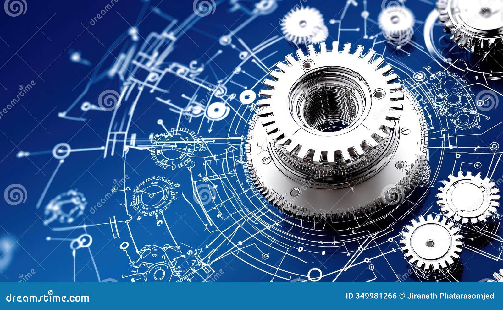 Close-Up View of Gears and Technical Diagrams in Engineering Design ...