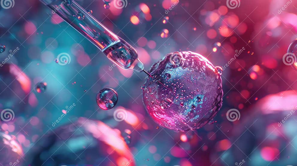 Close-Up View of Genetic Modification of a Cell Under Microscope. Stock ...