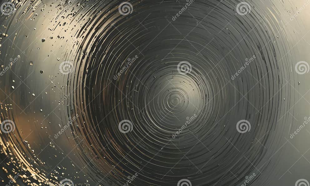 Close-up View Glass Surface Reveals Spiral Pattern Concentric Circles ...