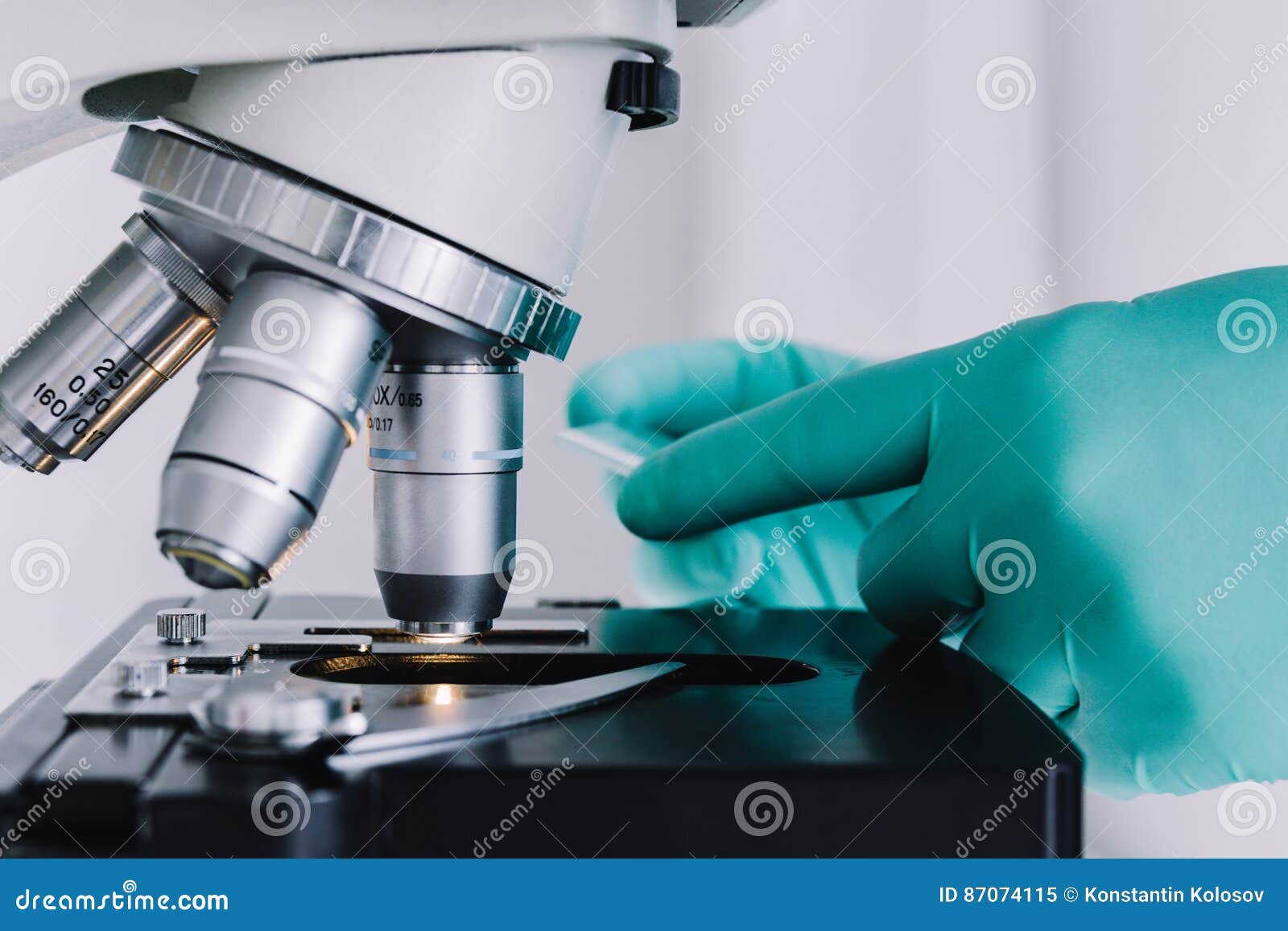 Close Up View of Glass Under Microscope Stock Image - Image of research ...