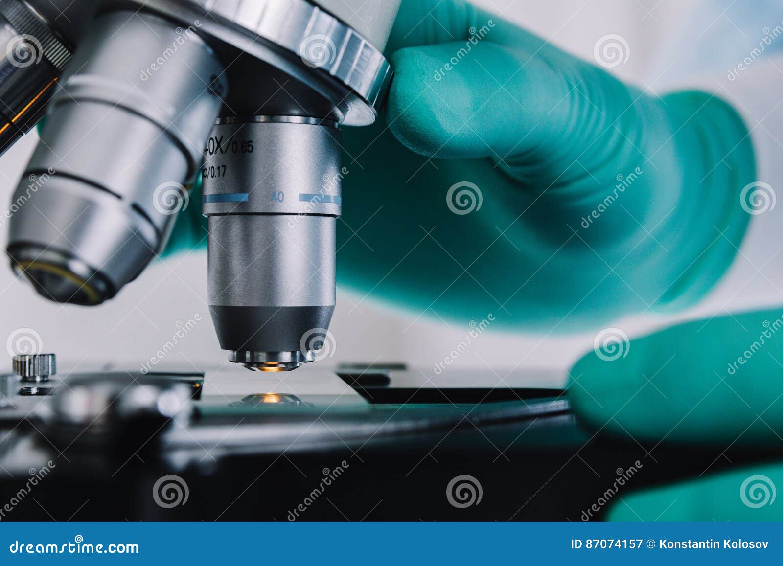 Close Up View of Glass Under Microscope Stock Image - Image of ...