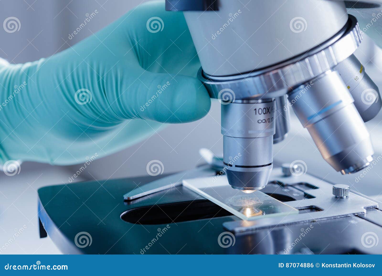 Close Up View of Glass Under Microscope Stock Photo - Image of close ...