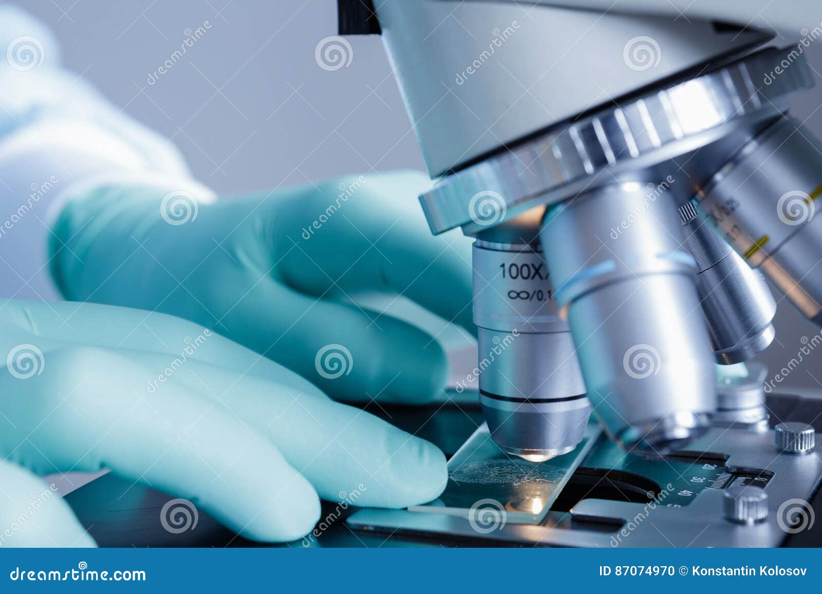 Close Up View of Glass Under Microscope Stock Photo - Image of ...