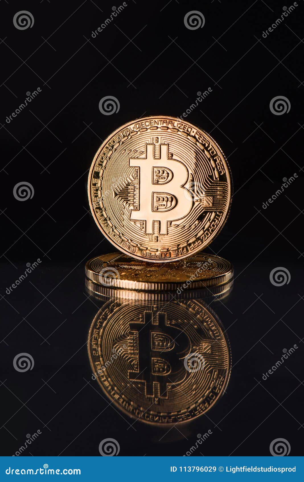 Close Up View of Golden Bit Coins Stock Image - Image of digital ...