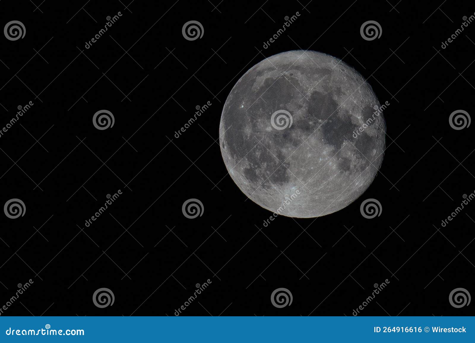 Close-up View of a Gray Full Moon in the Black Night Sky Stock Photo ...