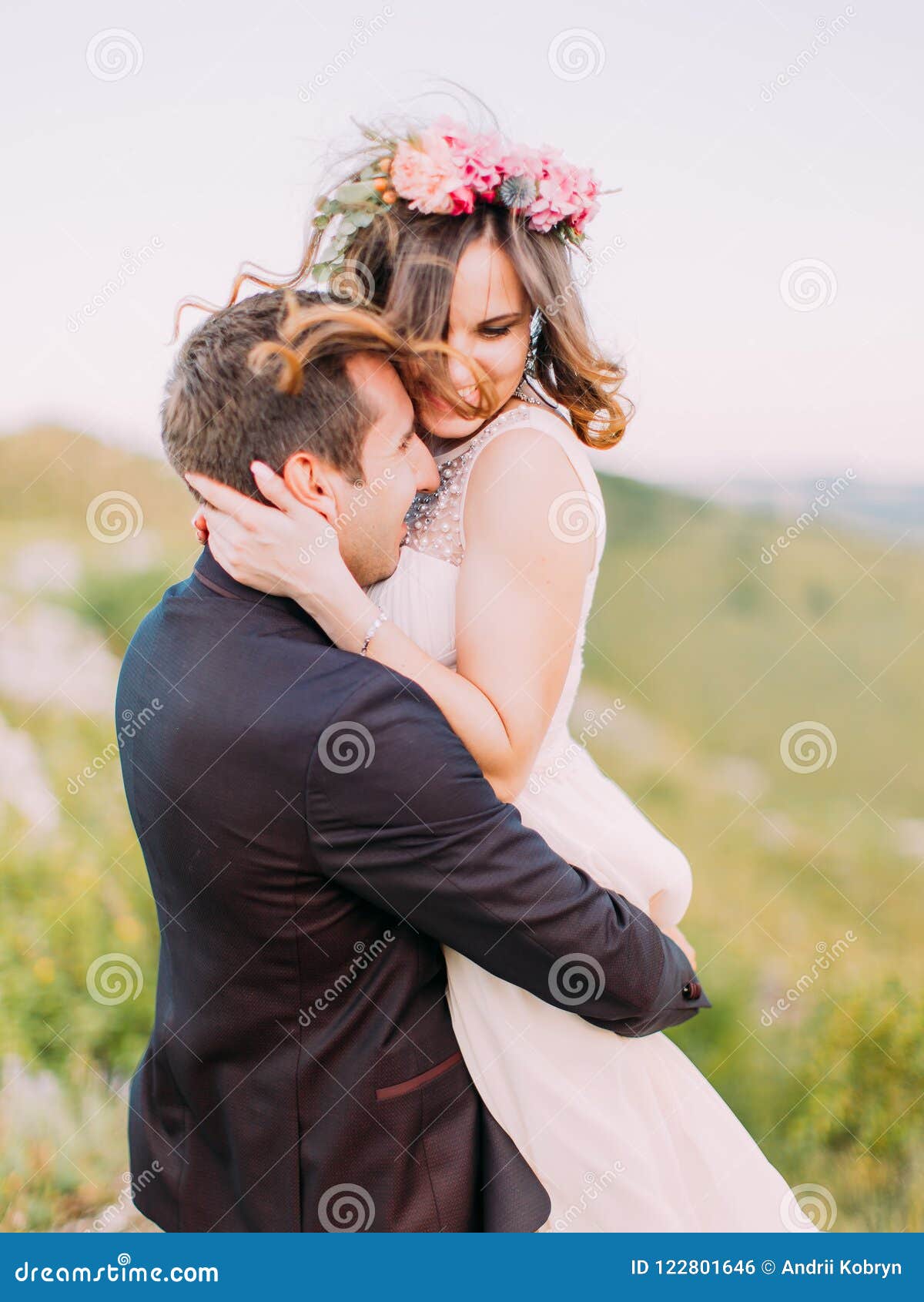 The Close-up View of the Groom Carrying the Bride. Stock Photo - Image ...