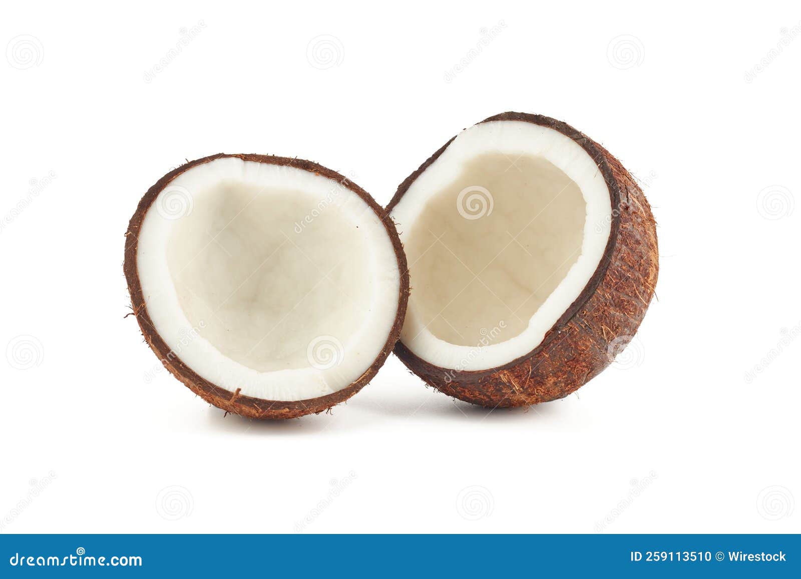 Close-up View of Half-cut Coconuts before the White Background Stock ...