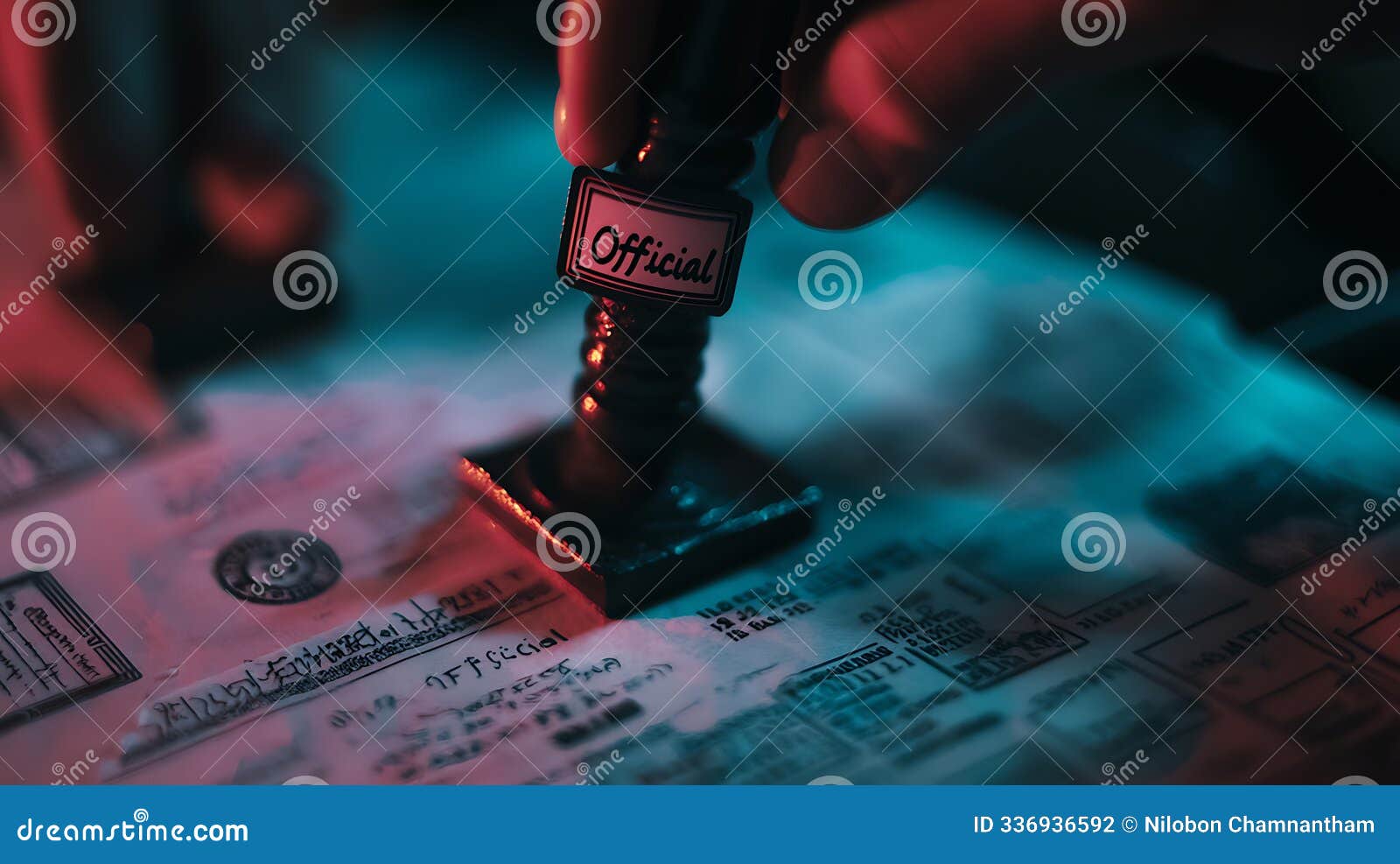 Close Up View of Hand Applying Official Stamp on Document, Highlighting ...