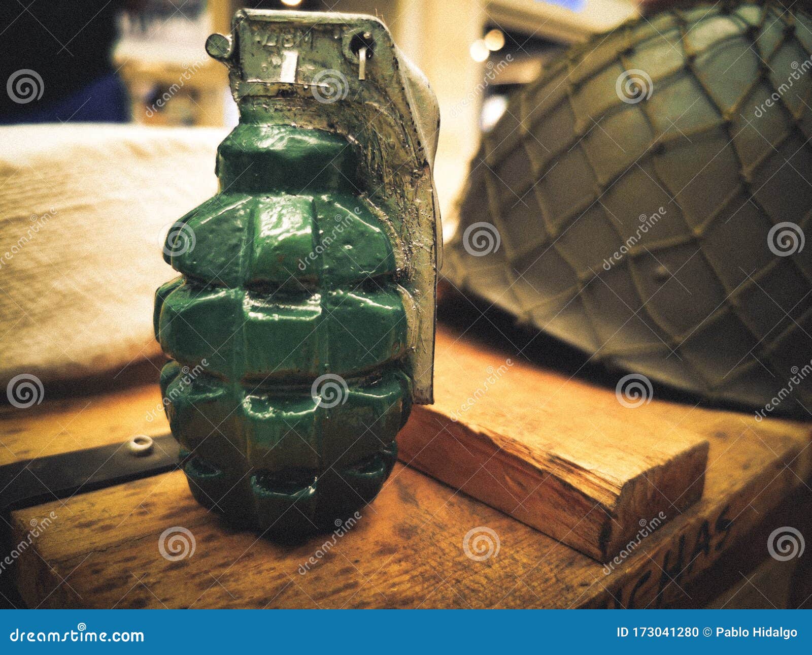 Close Up View of Hand Grenade on Boxes of Army Supplies. Stock Photo ...