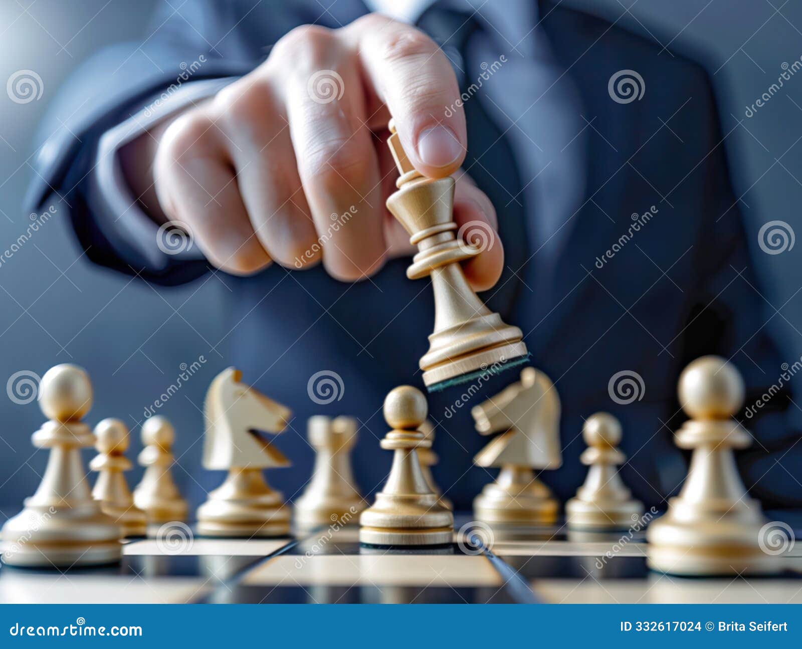 Close-up View of a Hand Moving a Chess Piece on a Chessboard Stock ...