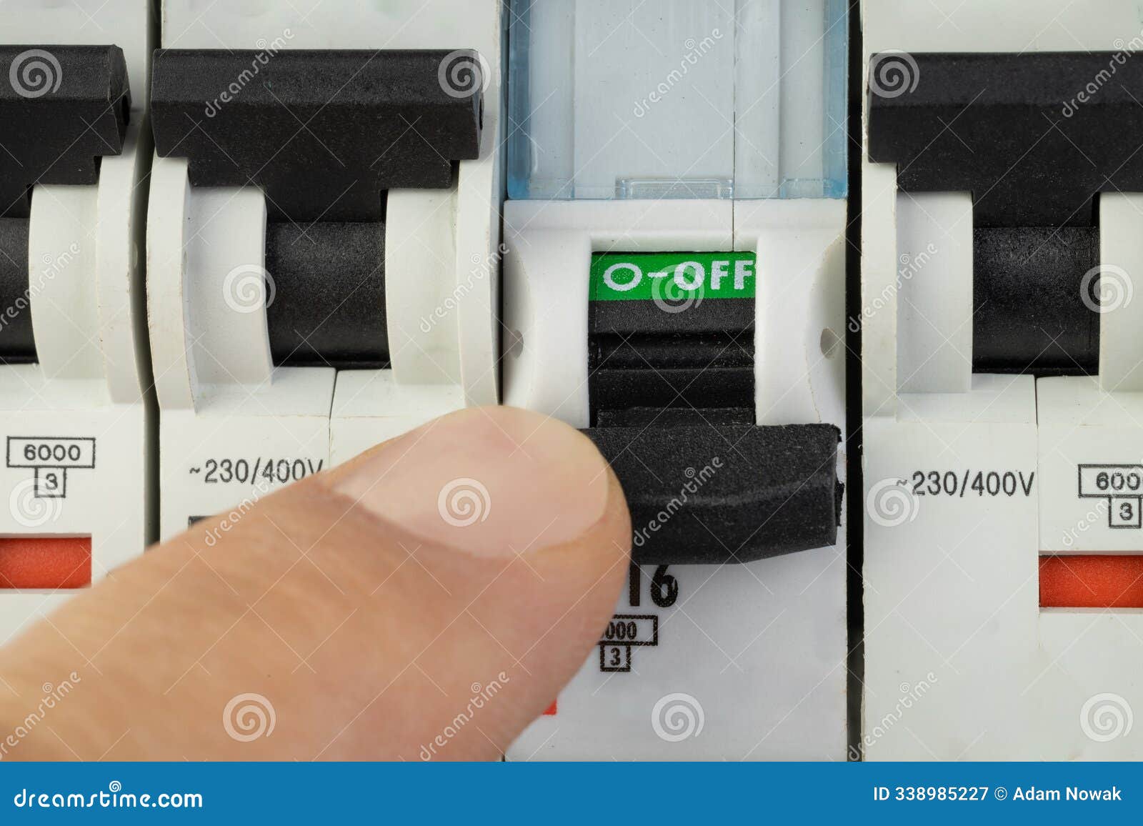 Hand Turning Off Electrical Circuit Breaker in Control Panel Stock ...