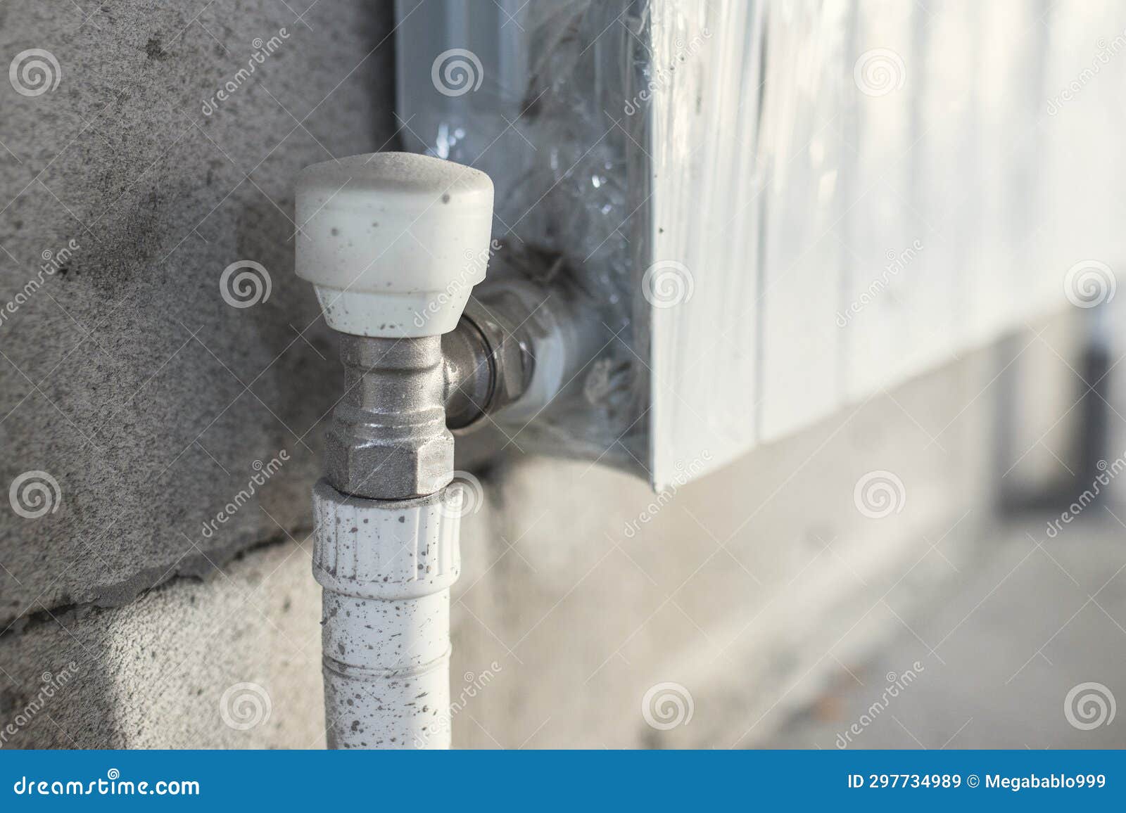 Close-up View of a Heating Radiator Stopcock Installed in a Rough ...