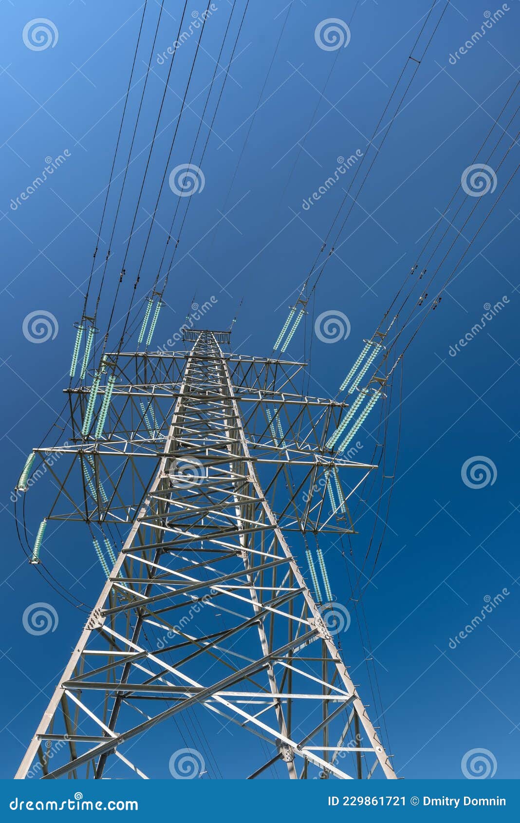Close-up View of a High-voltage Power Line Support Stock Image - Image ...