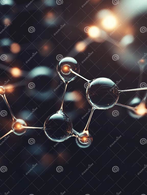 Detailed View of Interconnected Molecular Structures with Glowing ...