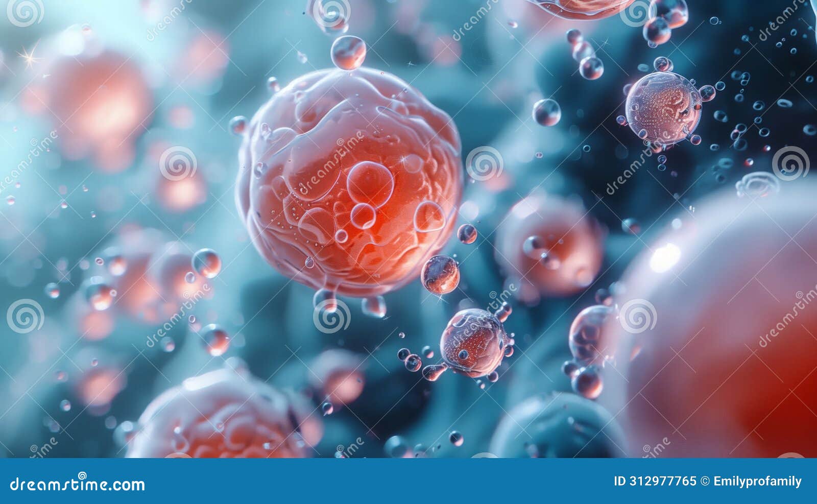 Close-Up View of Human Cells in a Microscopic Perspective Stock Image ...