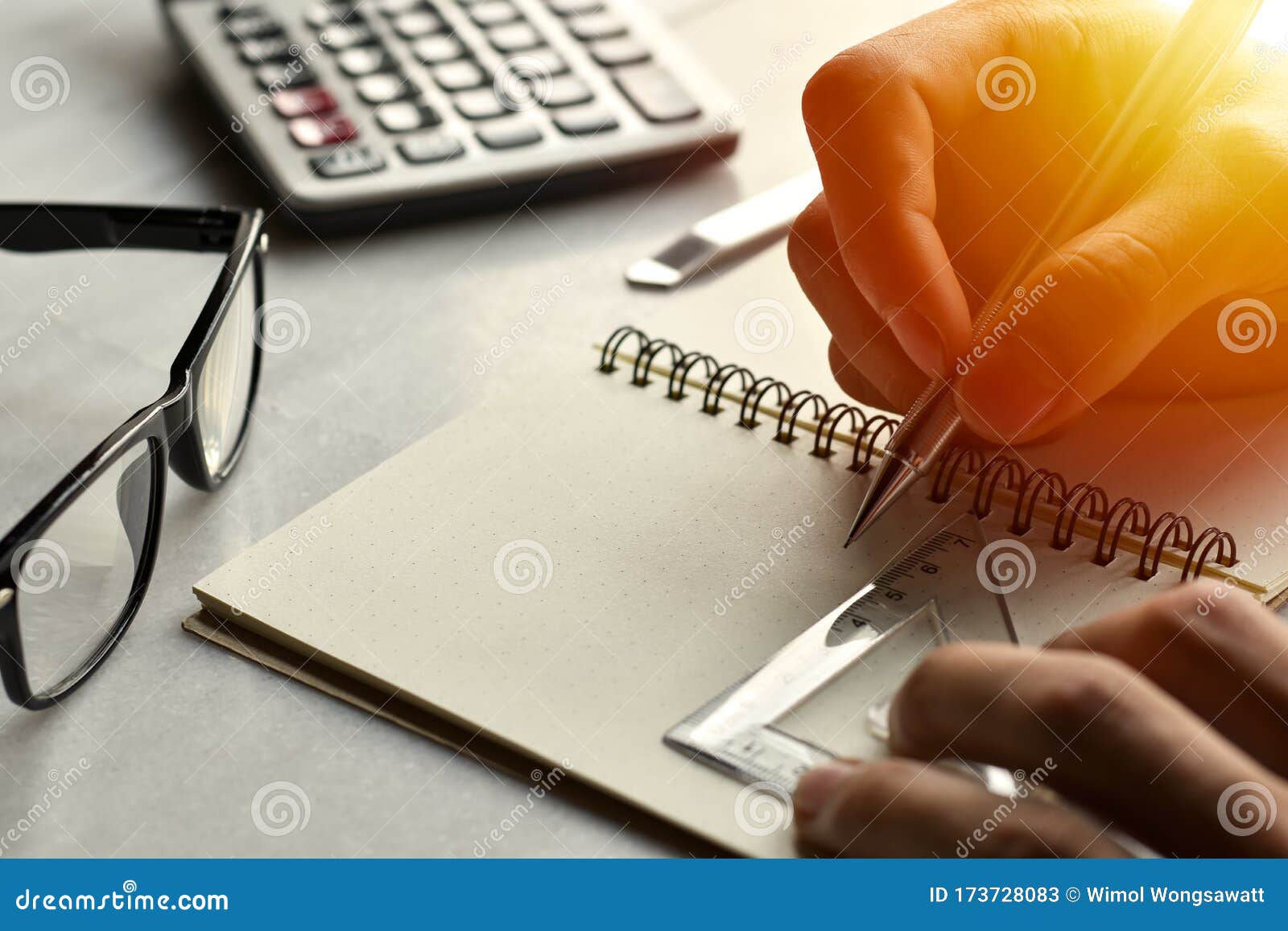 Close-up View Human Hand, Creative Writing for Free Time with Silver ...