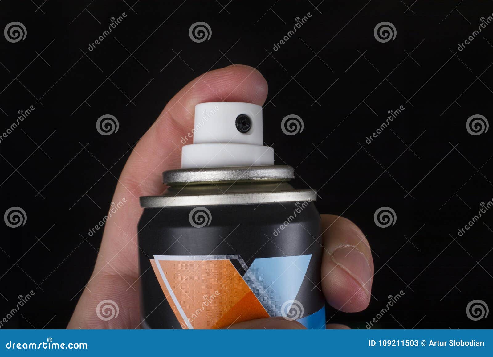 Close-up View of Human Hand and Spray Bottle Isolated on Black Stock ...