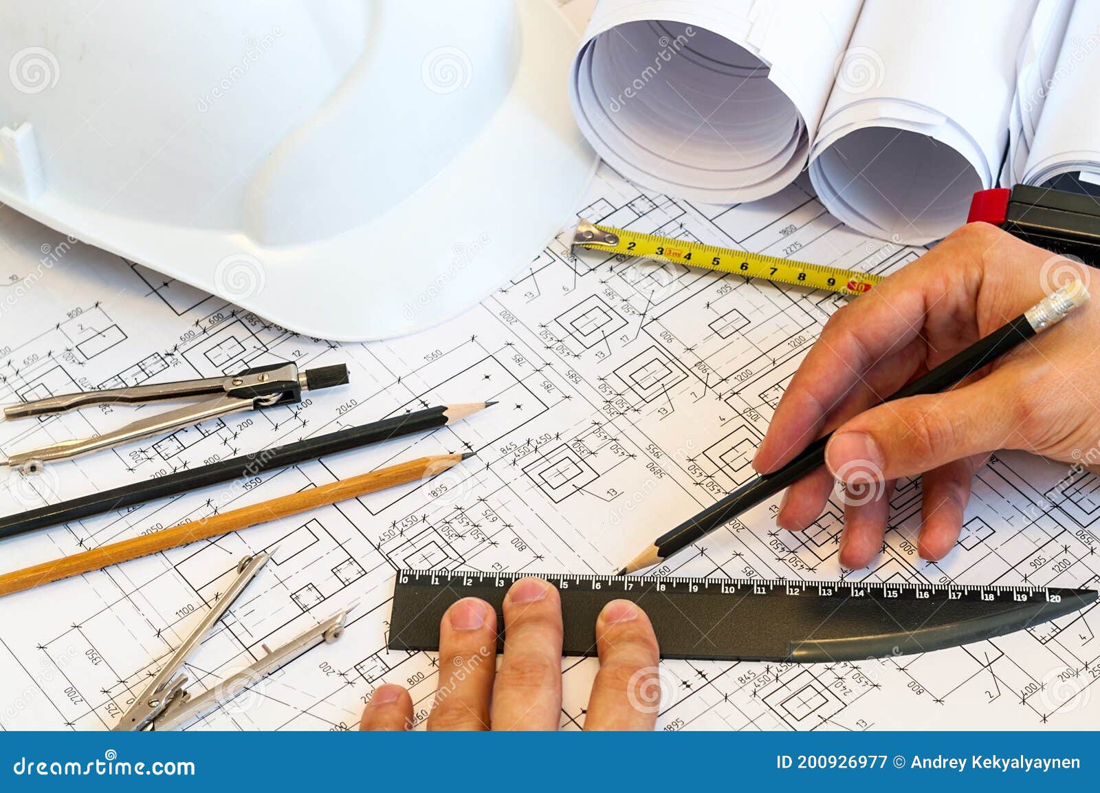 Hands Drawing With Pencil And Ruler Stock Image | CartoonDealer.com ...