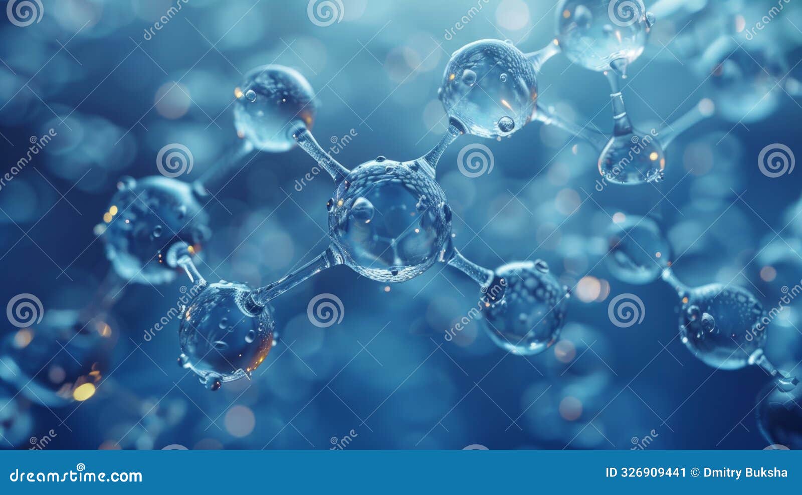 A Close-up View of Hydrogen Molecules, Rendered in a Vibrant Blue, Against a Bokeh Background ...