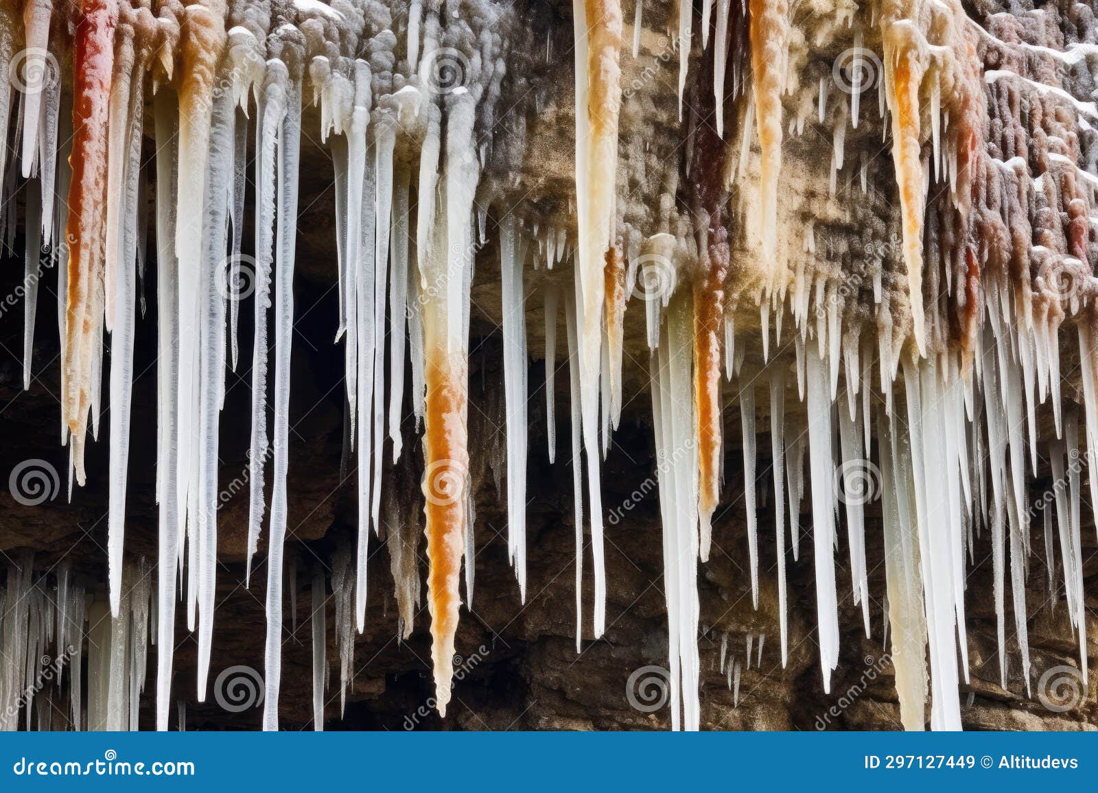 Close-up View of Icicles Hanging from Rock Face Stock Image - Image of ...