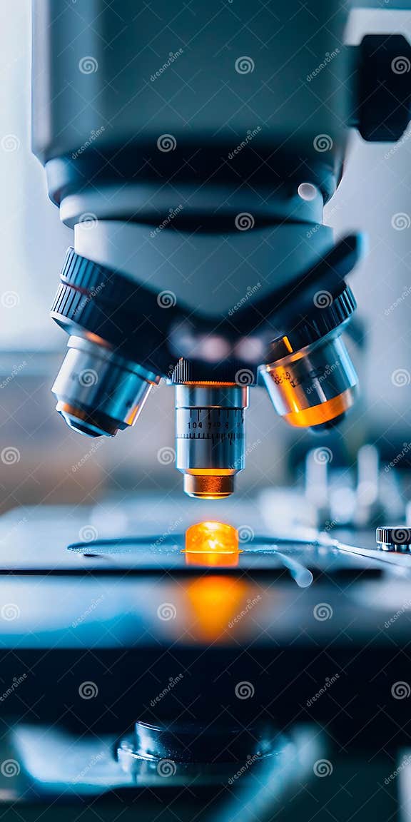 Close-up View of Illuminated Microscope Slide Stock Illustration ...