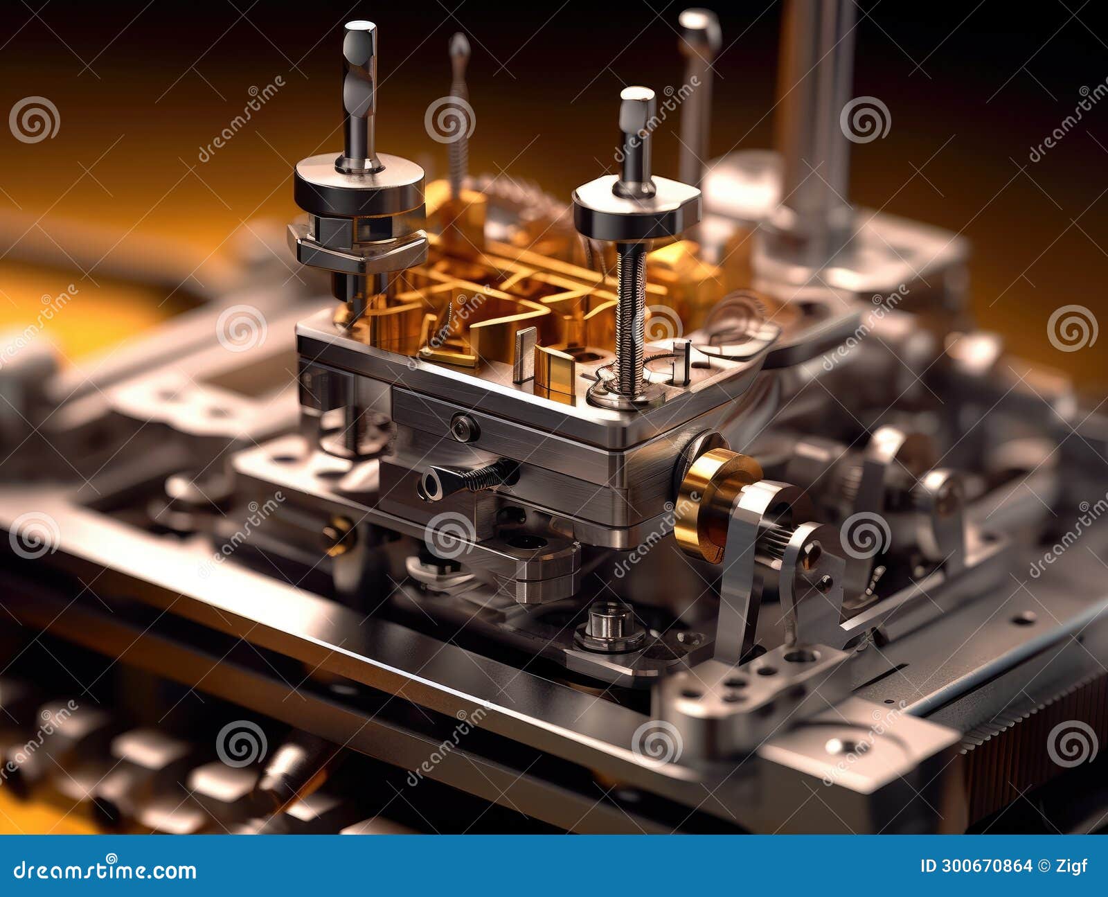 Close-up View of Inner Workings of an Intricate Machine, with Various ...