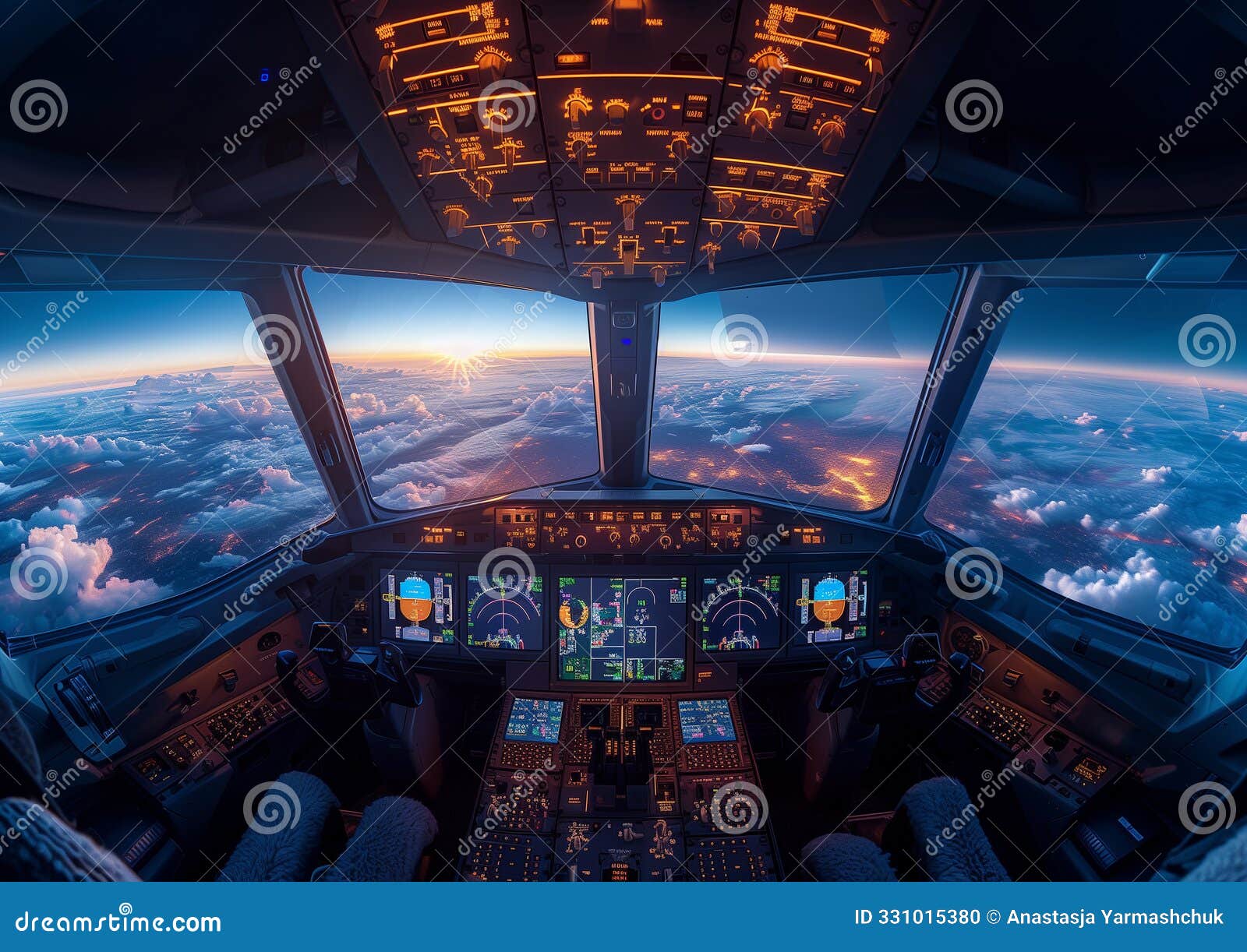 View From The Cockpit Of An Airplane On The Runway Vector Illustration ...
