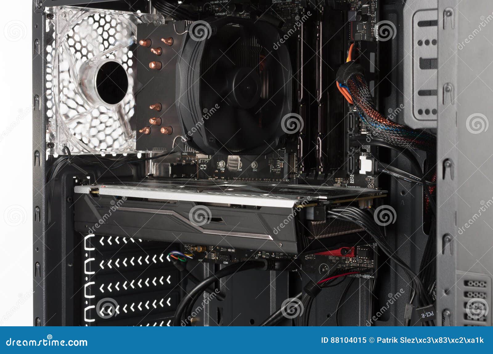 Close Up View Inside Open Midi Tower Computer Case Stock Image - Image ...