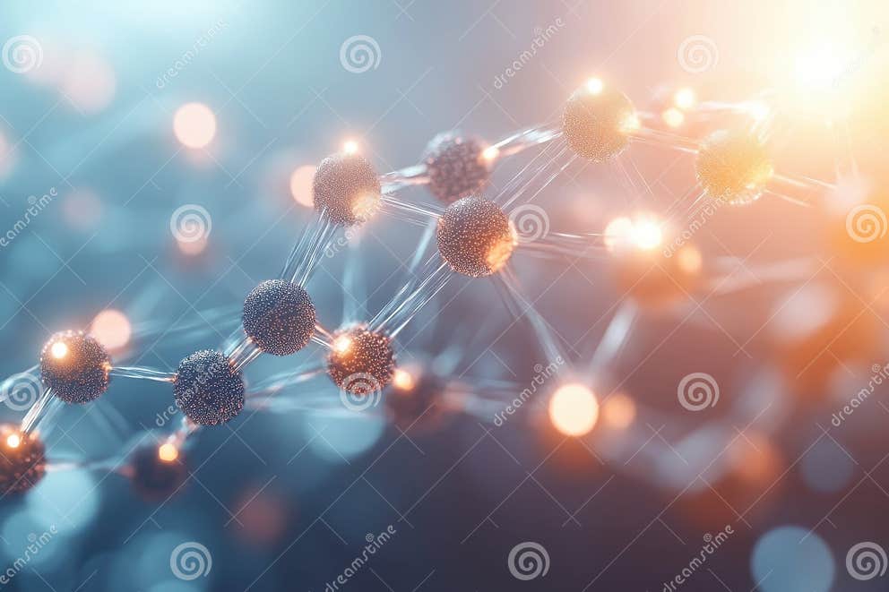 A Close-up View of Interconnected Molecules Glowing with Light ...