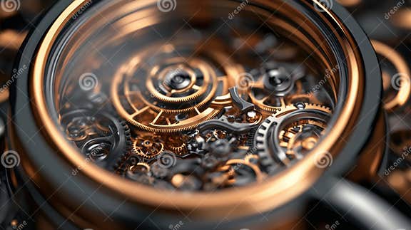Clockwork Gears in Intricate Arrangement, Showcasing Precision ...