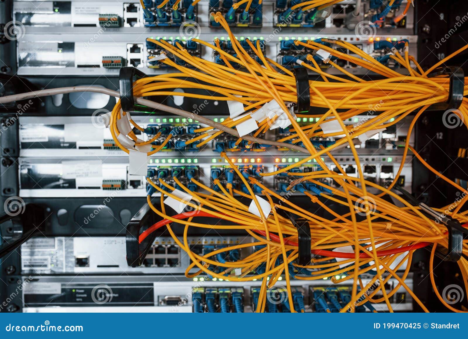 Close Up View of Internet Equipment and Cables in the Server Room Stock ...