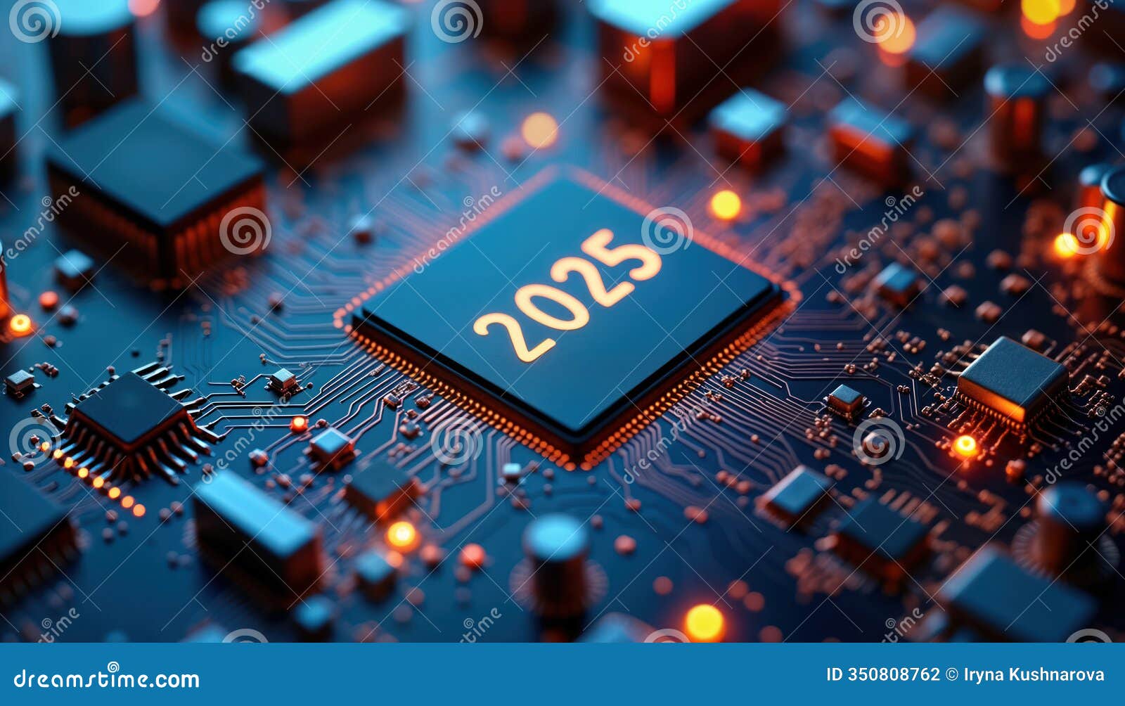 Glowing AI Chipset Processor With Scattered Text Background. Digital ...