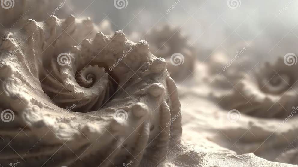 A Close-up View of Intricate, Spiral-shaped Shells on a Sandy Surface ...