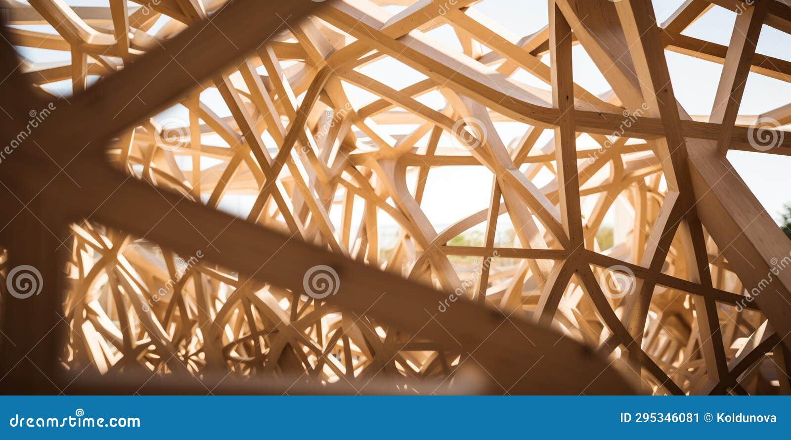 Close-up View of the Intricate Wooden Frame of a Prefabricated ...
