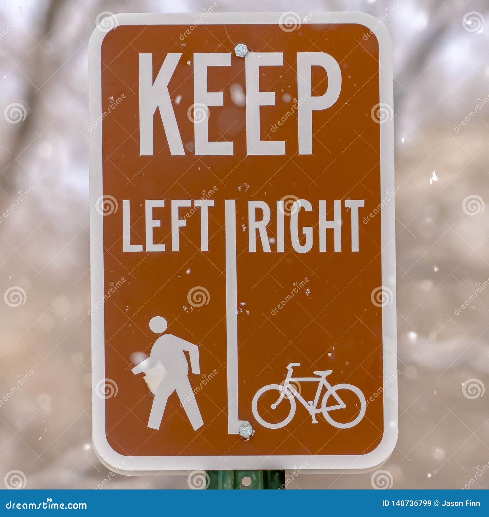 Close Up View of a Keep Left Keep Right Road Sign Stock Image - Image ...