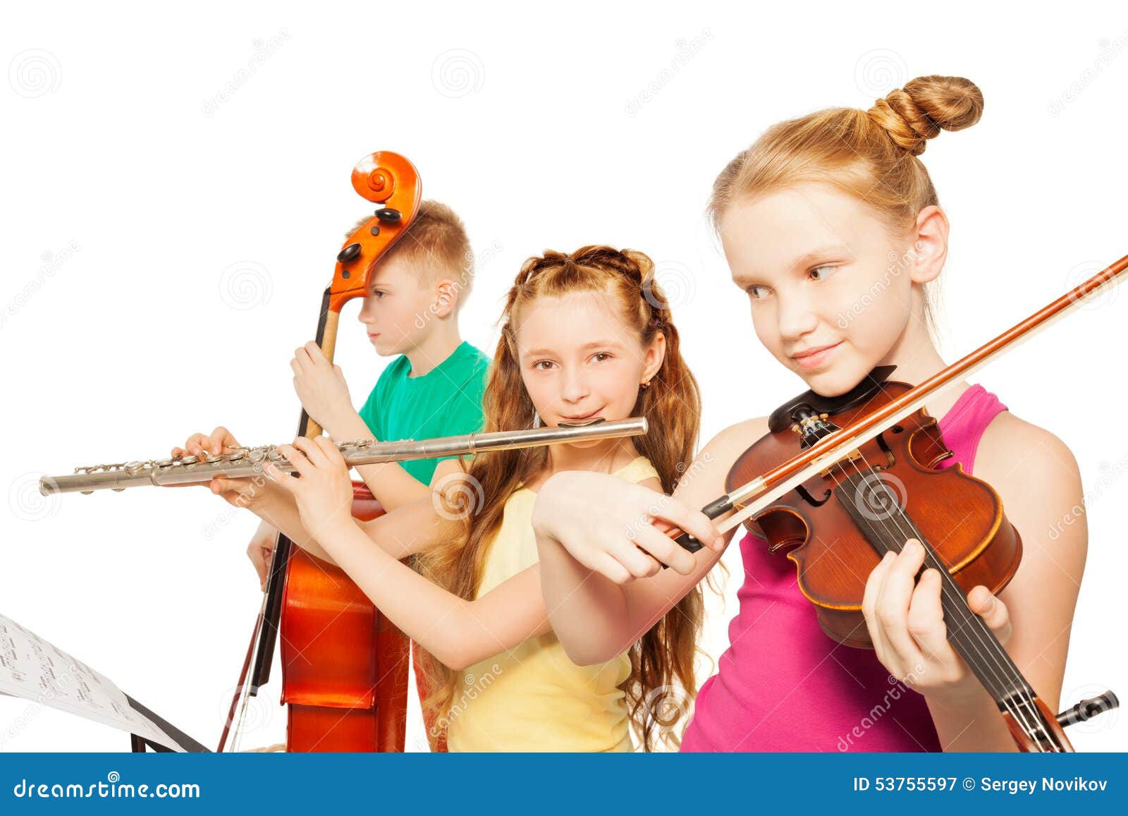 Close-up View of Kids Playing Musical Instruments Stock Image - Image ...